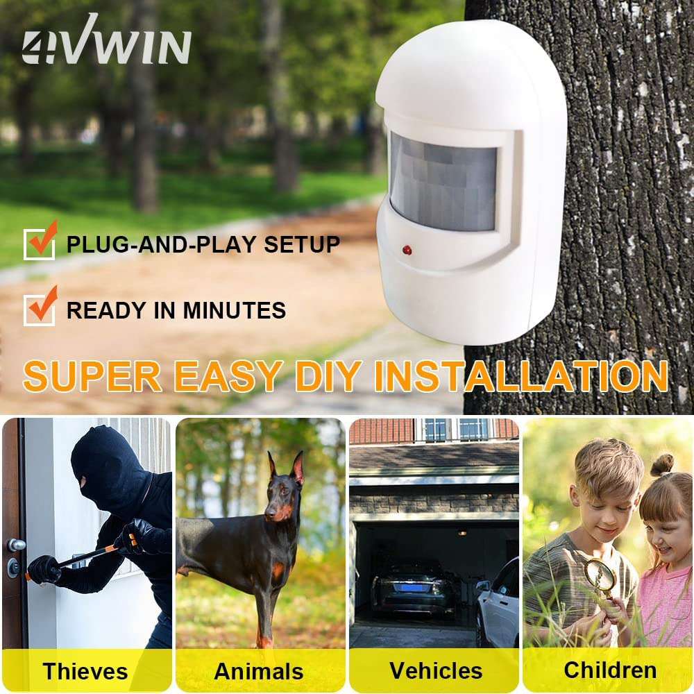MotionNet Wireless Driveway Alarm with 2 PIR Motion Sensor Detectors ...