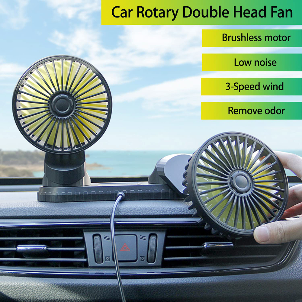 TurboFlow 360° Adjustable Dual Head Car Cooling Fan with Brushless ...