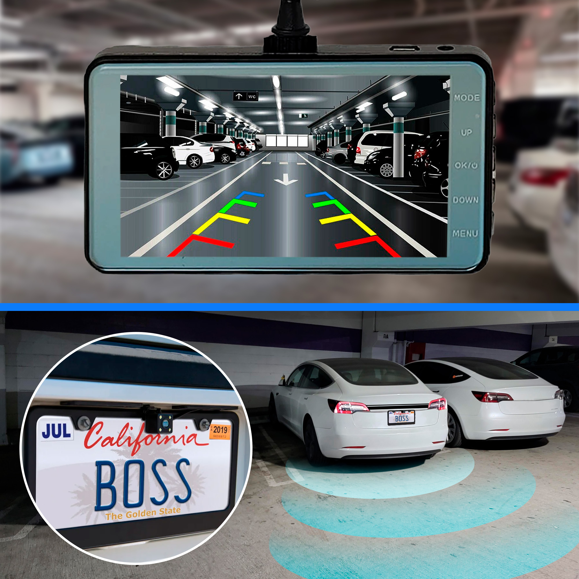 RecMode Dual-Cam Dash Camera with 4.0 Inch Touch Screen, Gravity Sensor ...