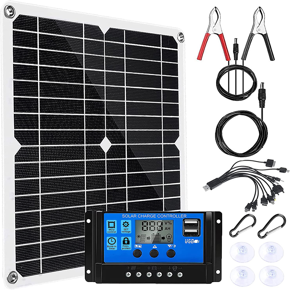 SunVolt 12W Portable Solar Car Battery Charger Kit: High Efficiency ...