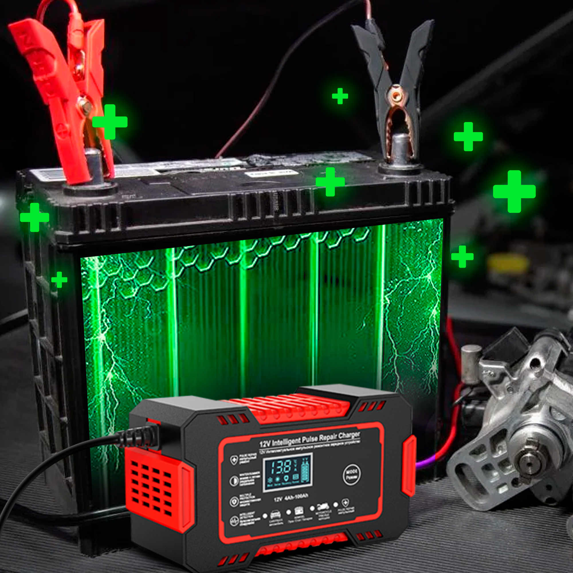 PowerPulse 12V 6A Car Battery Charger - Smart Trickle Charger & Battery ...