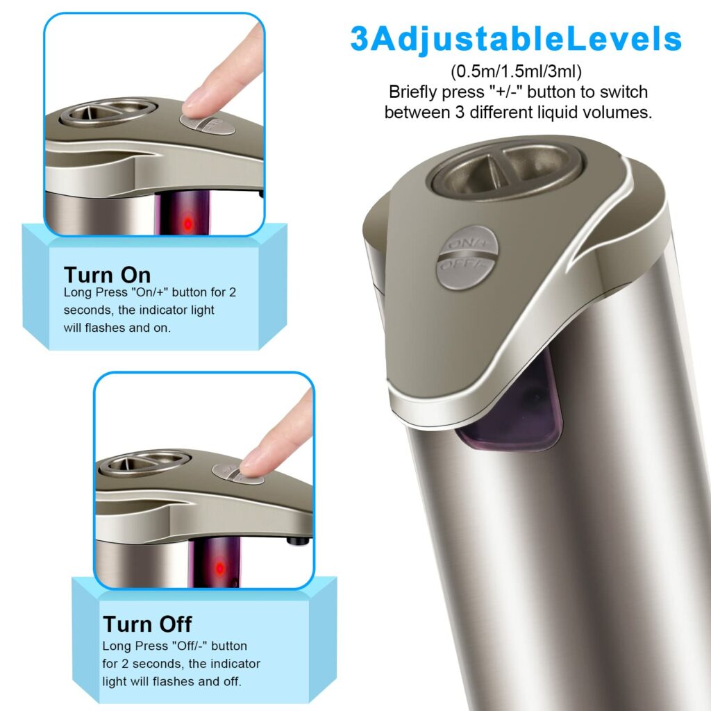 AquaJet Automatic Liquid Soap Dispenser, 12oz Capacity, 4-Level ...